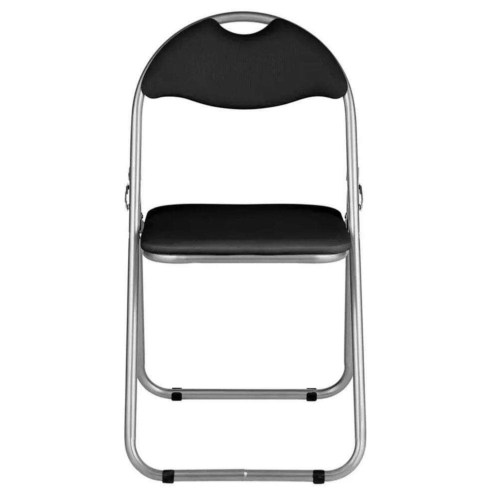 6 x Folding Chair Round Foldable Metal Chairs Space Saving Padded Seat ...
