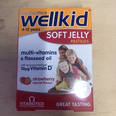 Vitabiotics WellKid Soft Jelly Strawberry Flav 30 Pastilles AGE 4-12 ...