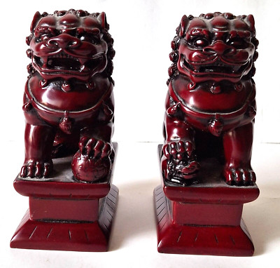 Foo/Fu Dogs Male and Female Chinese Imperial Guardian Lions 5" Resin ...