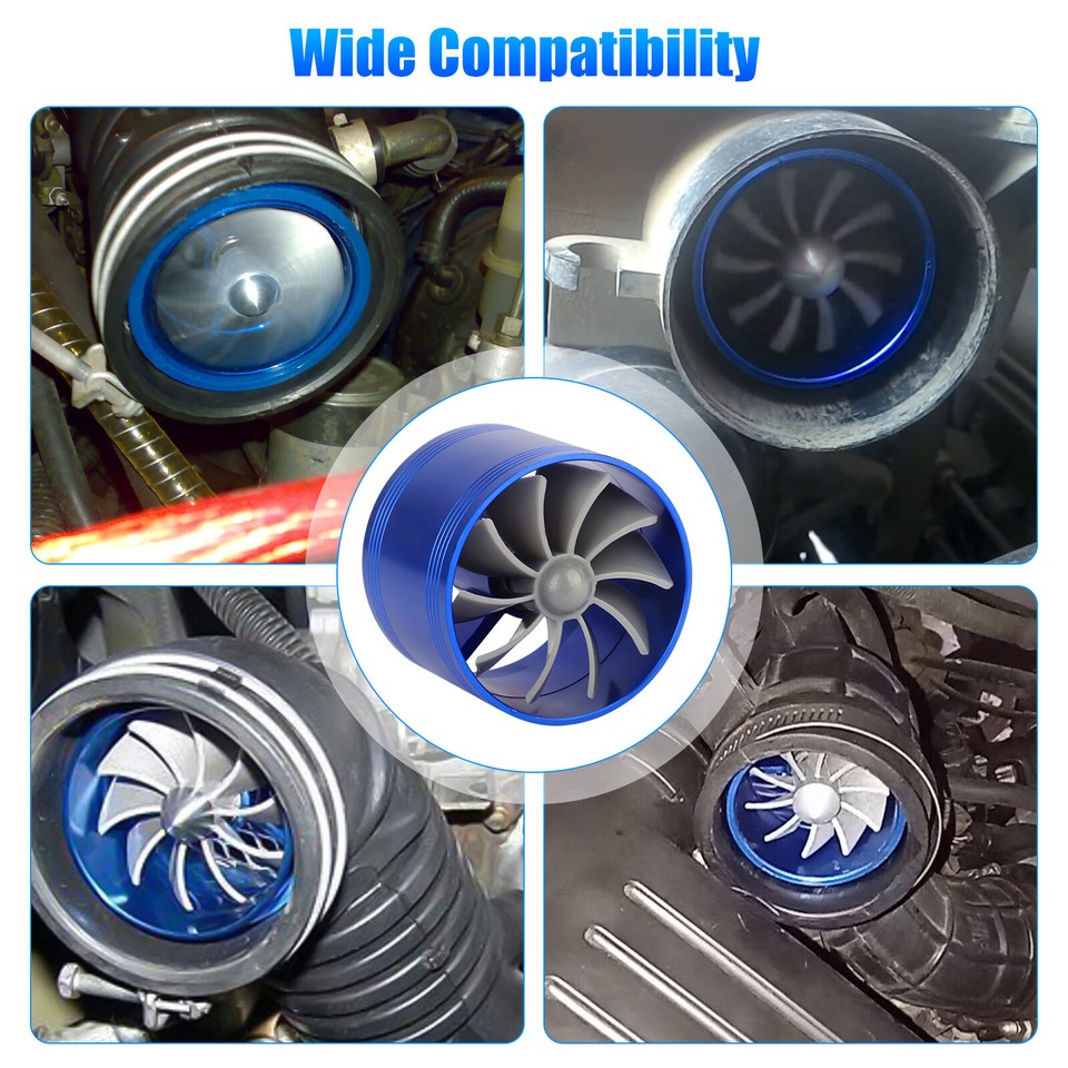 Universal 2.5" Turbo Cold Air Intake Turbonator Hose Single Fan Fuel ...