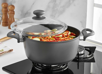 Saflon Titanium Nonstick Stock Pot w/ Tempered Lid, Available in 6 and ...