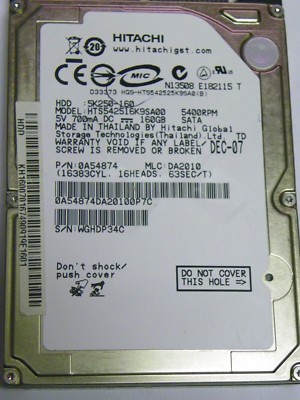 160GB 2.5" SATA Hard Drive Hitachi HTS542516K9SA00 102645903170| eBay