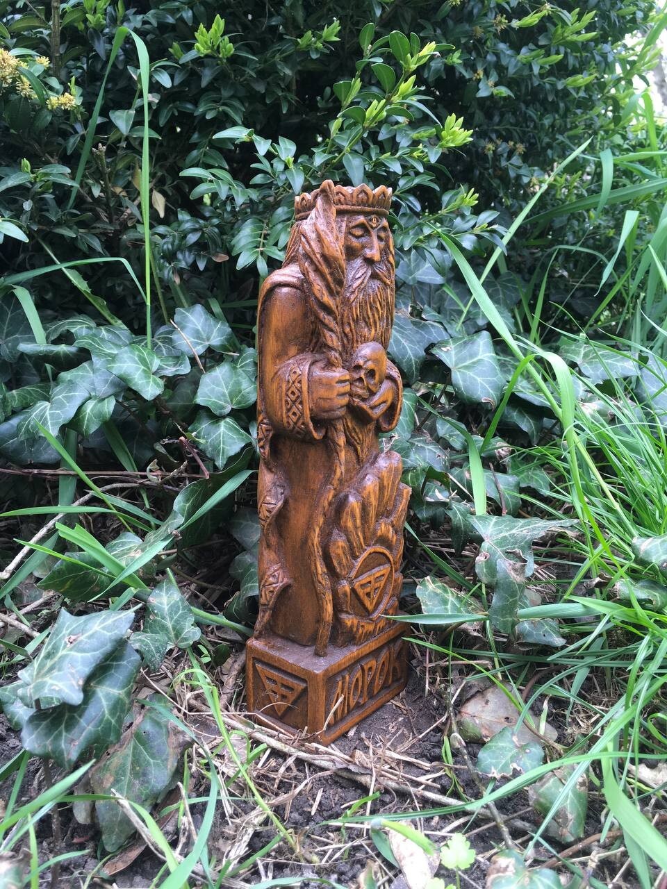 Morok Statue Slavic God Wooden Carved Figure Wood Handmade Decor Height ...
