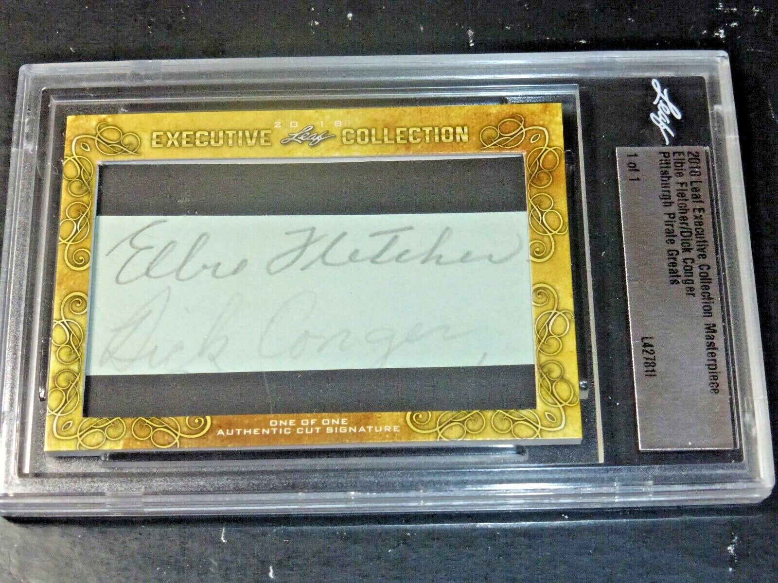 2018 LEAF ELBIE FLETCHER & DICK CONGER AUTO #D 1/1 CUT SIGNED AUTOGRAPH ...