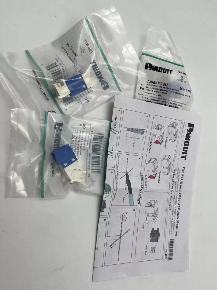 Panduit Giga TX Cat6 Network jack CJ688TGIW CJ688TGBU CJ688TGGR ...