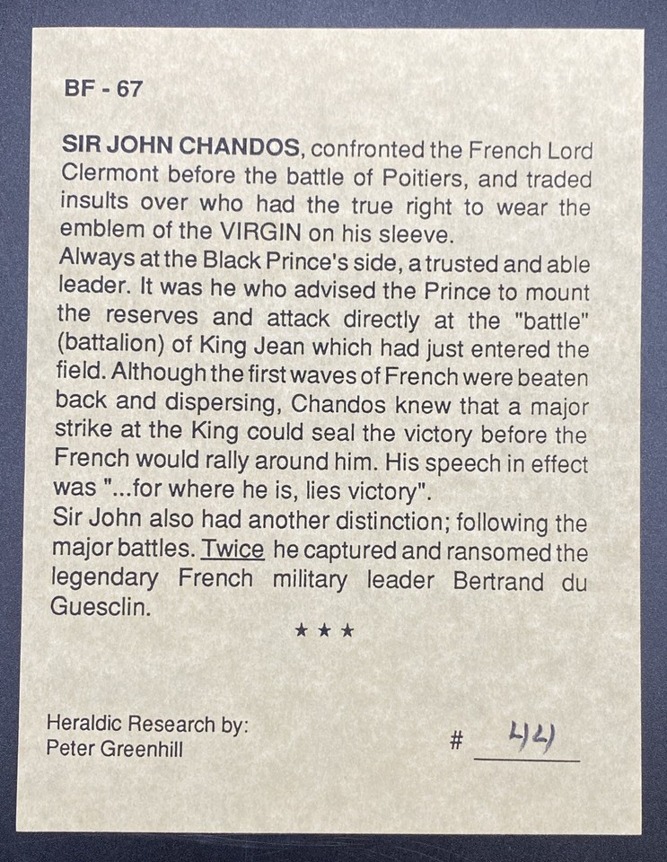 Banners Forward BF- 67 Sir John Chandos at Battle of Poitiers 1356 - in ...