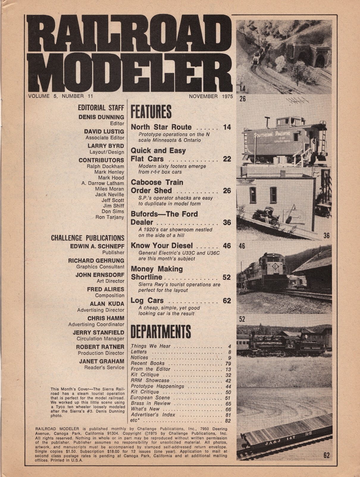 RAILROAD MODELER 11/75 SIERRA RR, UP EC1, U33C/U36C, KITBASHING LOG ...
