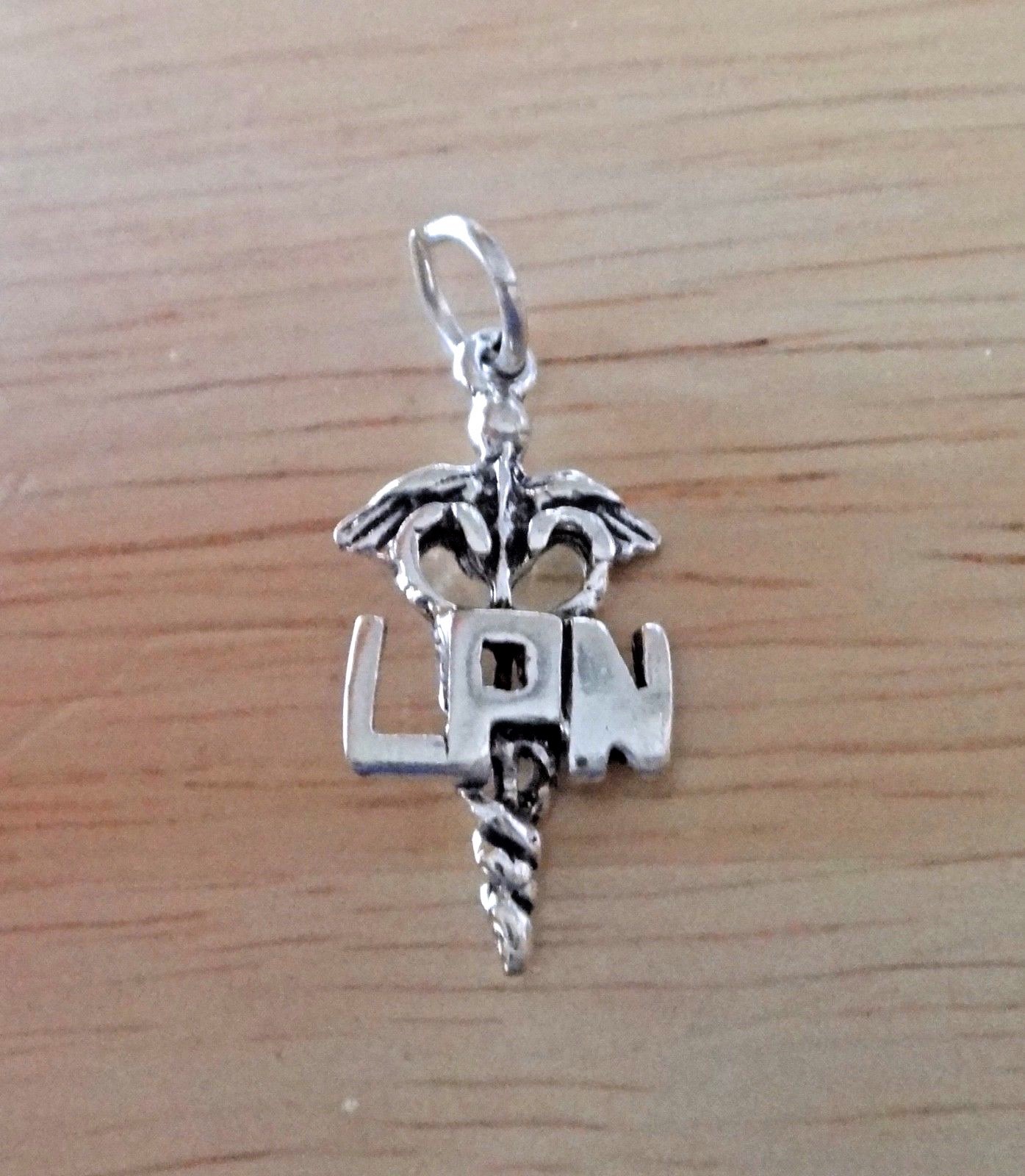 Sterling Silver 22x11mm Medical LPN Nurse Caduceus Charm | eBay