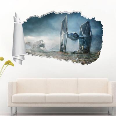 Star Wars Battle Ships 3D Torn Hole Ripped Wall Sticker Decal Art Mural ...