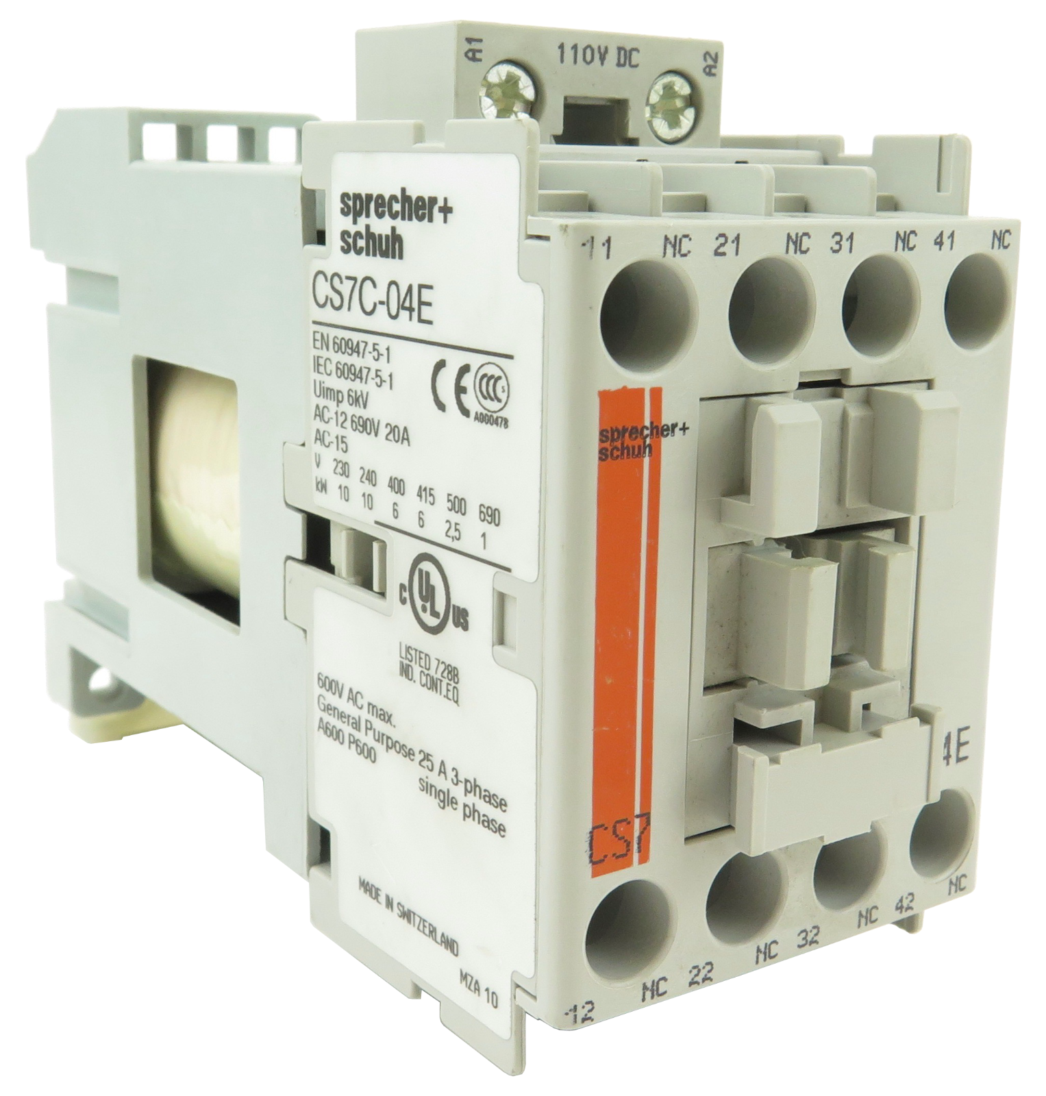 Sprecher Schuh CS7C-04E-110E Contactor 110V DC Coil CS7E-04E-110E for ...