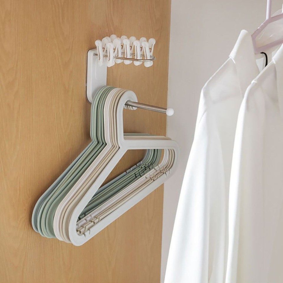 Punch-Free Clothespin Collector ABS+Stainless Steel Hanger Organizer ...