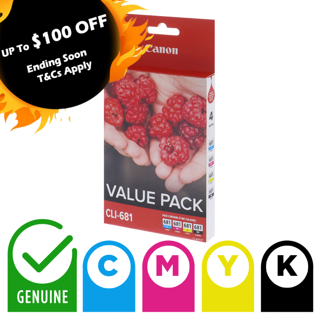 Genuine Canon CLI681 (x4) Standard Yield Ink Set ->TR7560 TR7660 TR8660 ...