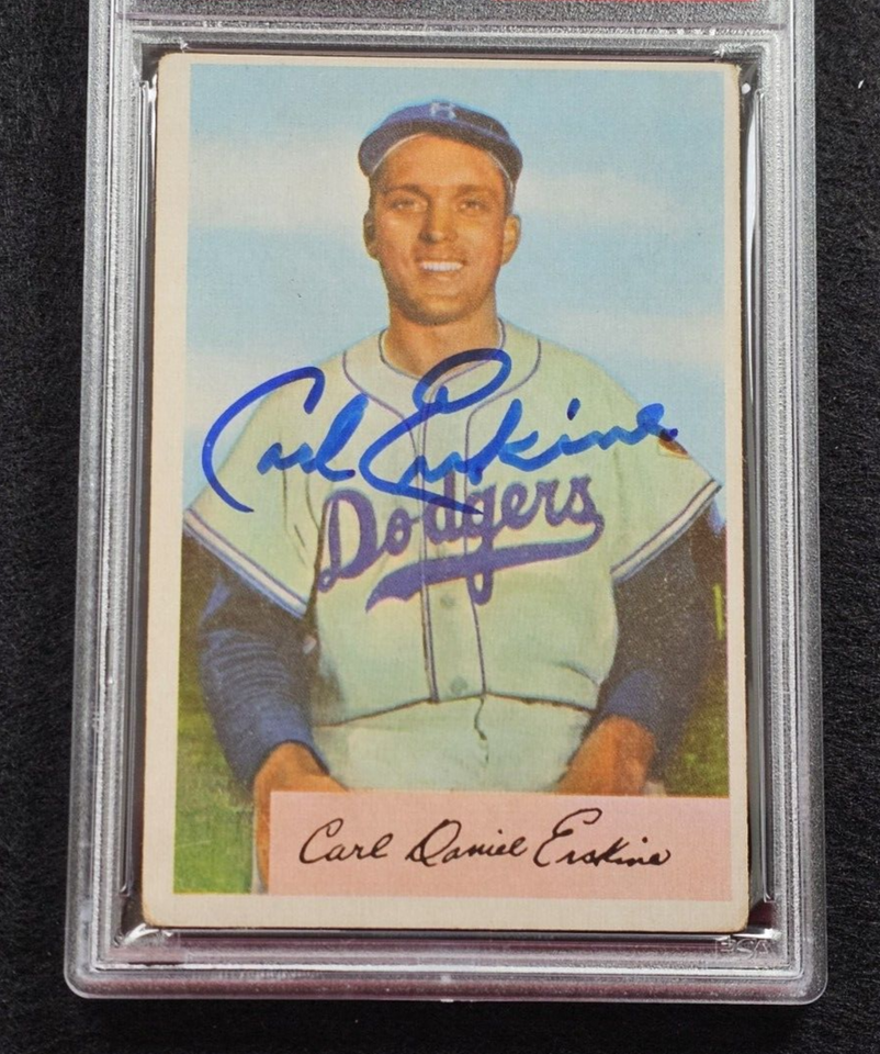 Rare 1954 CARL ERSKINE Signed Bowman-Brooklyn Dodgers-PSA 10 Auto | eBay