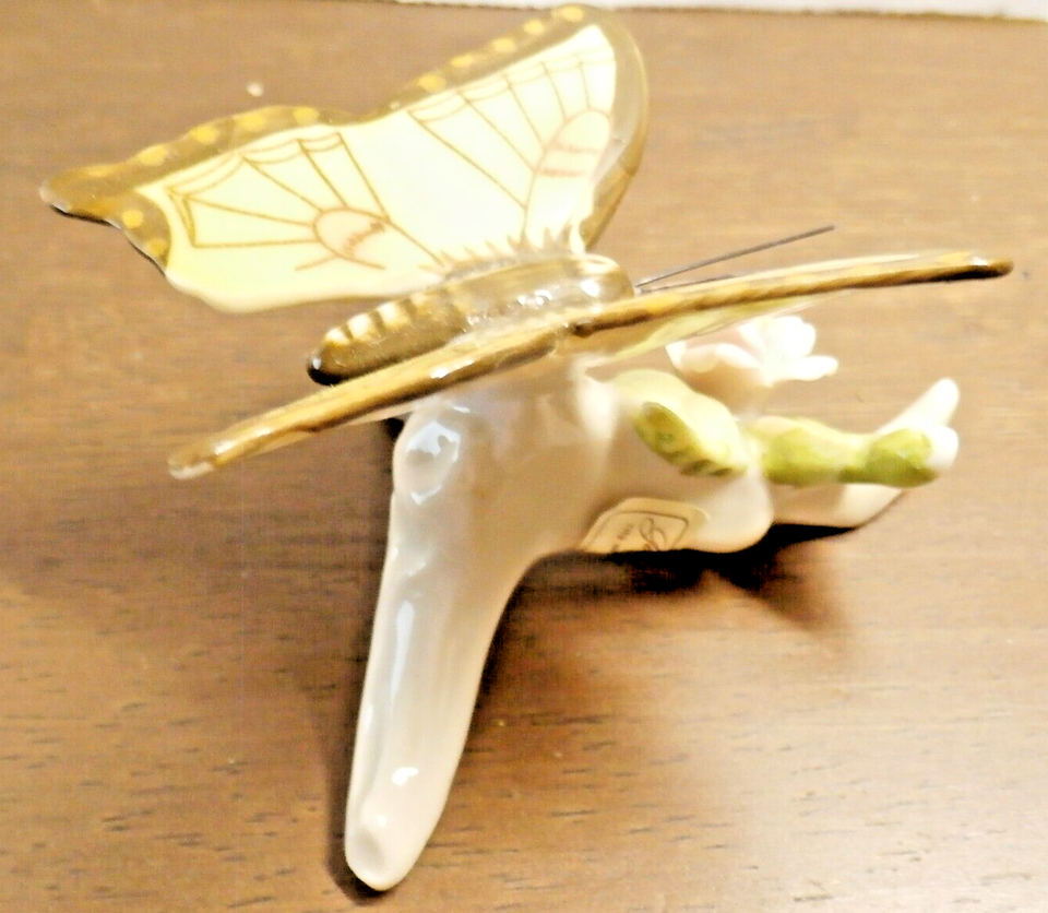George Good Pink Porcelain Rose Monarch Butterfly Figurine Vintage ...