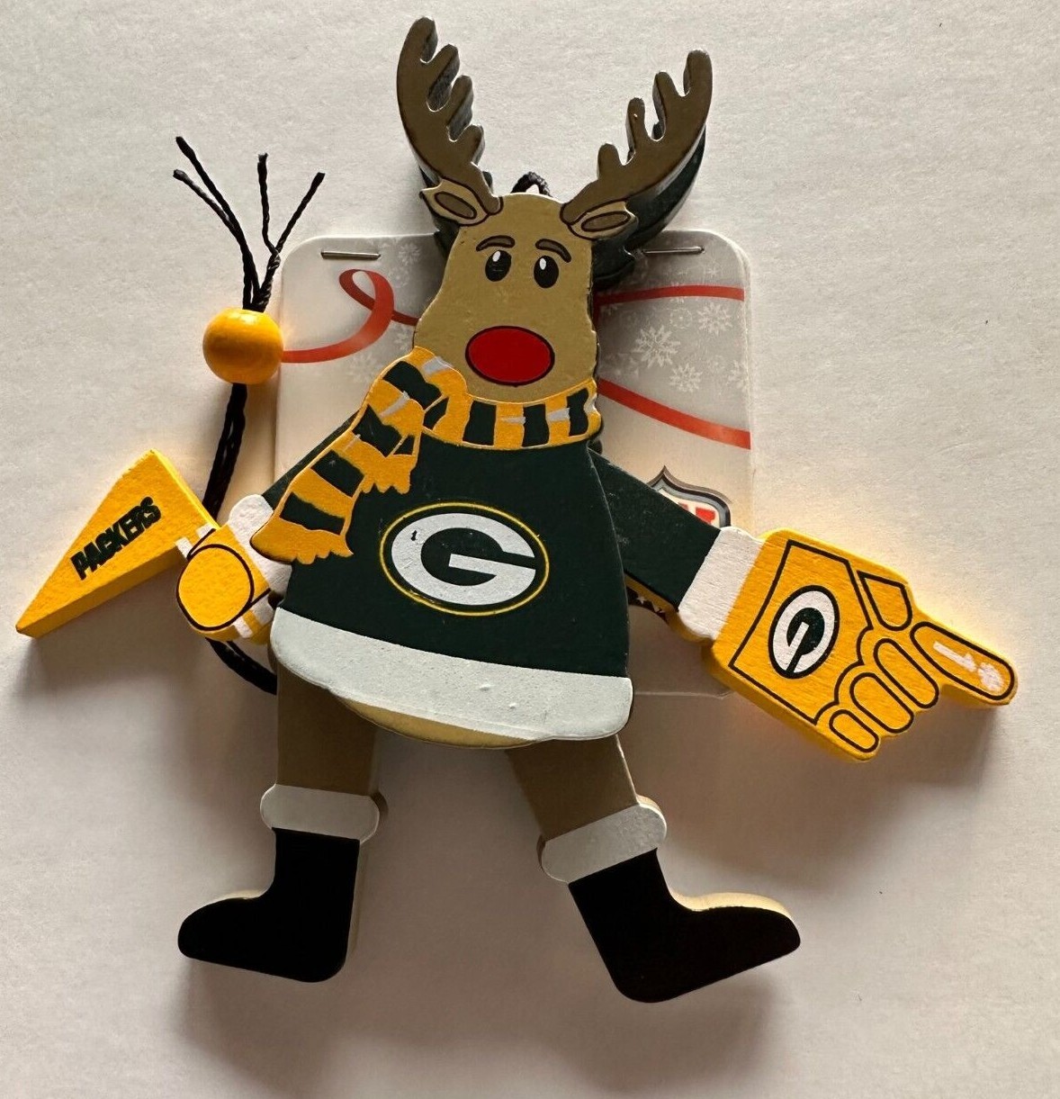 NFL Wooden Cheering Reindeer Christmas Ornament | eBay