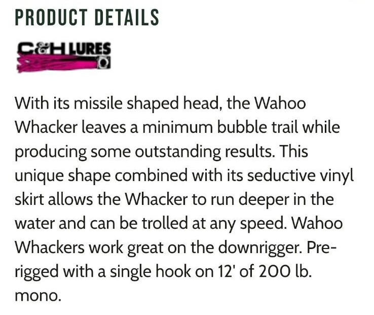 C&H WAHOO WACKER LURE, BLACK/RED CH-WRCC-19 (CAB RIG) | eBay