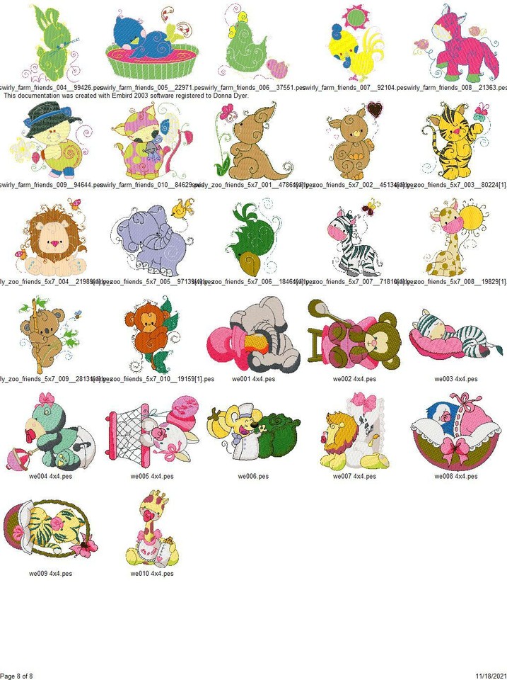 272 CUTE BABY ANIMALS EMBROIDERY MACHINE DESIGNS COLLECTION PES USB | eBay