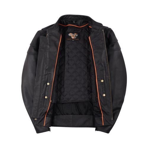 Men's Premium Leather MCJ Vented Motorcycle Jacket Biker Apparel Vance ...