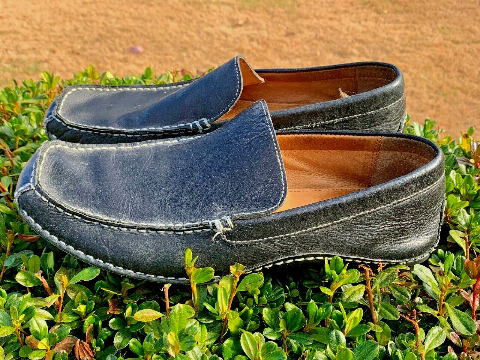 FRANCO FORTINI Black Leather Bowler Oxfords Loafers Square Toe Men Sz ...