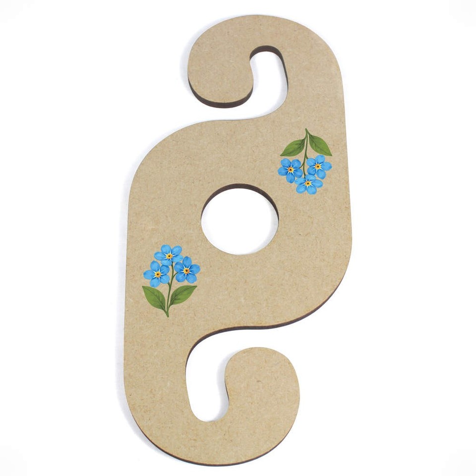 'Three Forget Me Not Flowers' Wooden Wine Glass / Bottle Holder ...