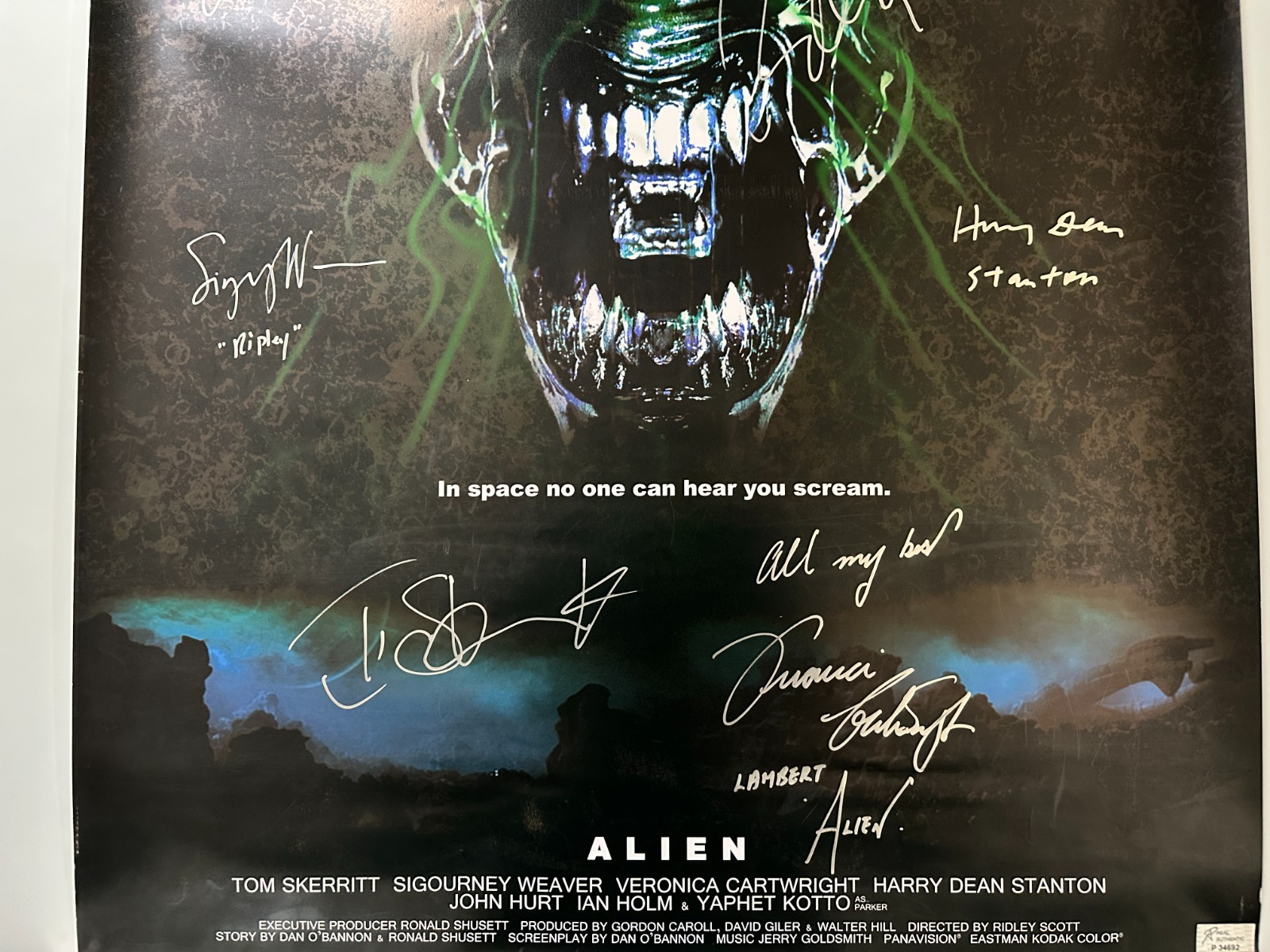 Alien Signed Movie Poster with COA / 8 Signatures - Ridley Scott ...