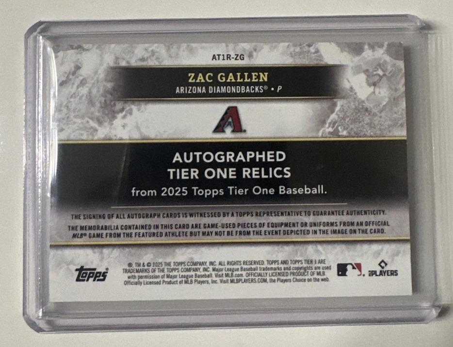 2025 Topps Tier One 2025 Zach Gallen Dual Patch Auto /10 | eBay
