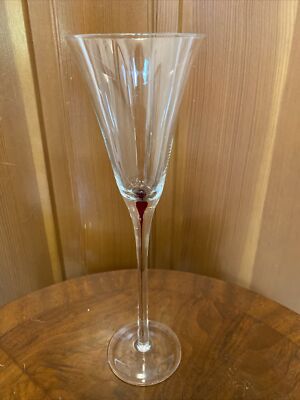 HOME ESSENTIALS Clear Glass Flute 10 3/4” RED Teardrop In Stem Cosmo ...