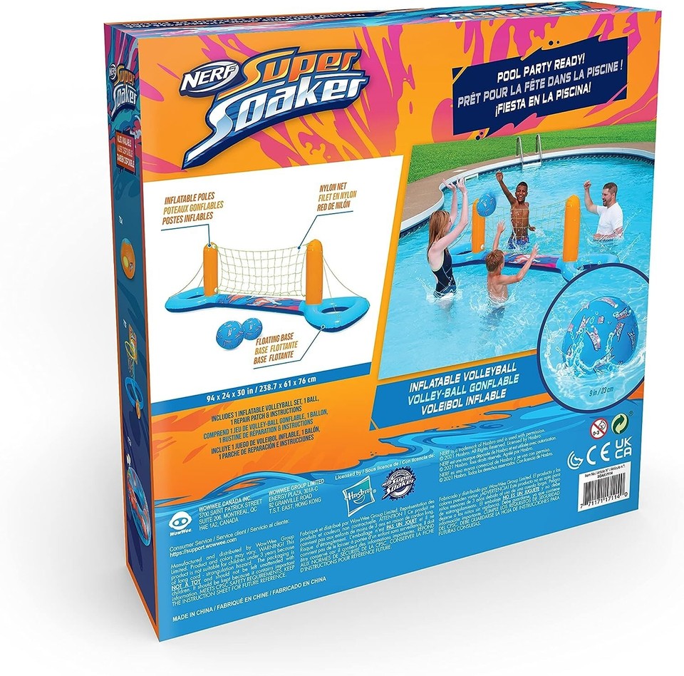 Nerf Super Soaker Pool Volleyball Set Inflatable Pool Float with Net ...