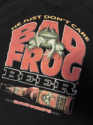 Vintage Bad Frog T-Shirt Men's XL Short Sleeve Cotton Black Beer 90s ...