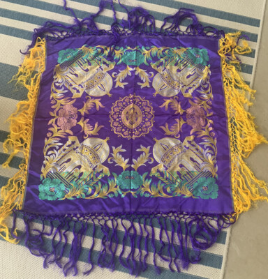 VINTAGE 1940s WWII ERA TAJ MAHAL SILK PIANO SHAWL SCARF TABLECLOTH | eBay