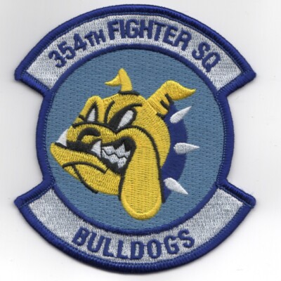 4" USAF AIR FORCE 354TH FIGHTER SQUADRON BULLDOGS BLUE EMBROIDERED ...