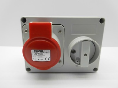 GEWISS GW66009 16 AMP 415 VOLT 5 PIN RED IP44 INTERLOCKED SWITCHED ...
