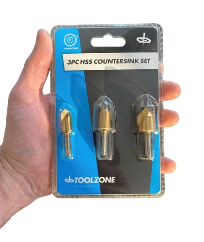 3Pce Countersink Set Titanium Coated DIY Bits 10mm 12mm 16mm CSK Sink ...