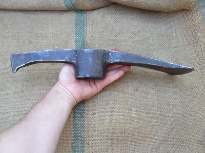 HUGE 5 LB ANTIQUE HAND FORGED AXE HEAD PICKAXE HATCHET ADZE MATTOCK ...