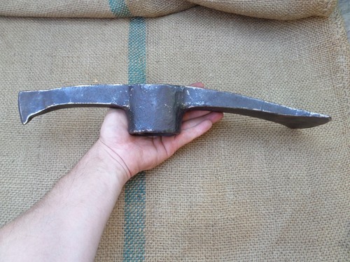 HUGE 5 LB ANTIQUE HAND FORGED AXE HEAD PICKAXE HATCHET ADZE MATTOCK ...