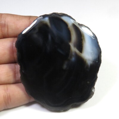 Black Slice Smooth Geode Gems 63x54 mm Natural Agate Slice Cabs 181 Cts ...