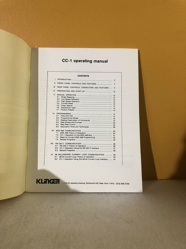 Klinger Model CC-1 Programmable Stepper Motor Controller Operating ...