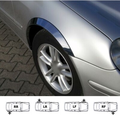 MERCEDES W211 E Classe wings wheel arch trims Chrome style 4pc kit '02 ...