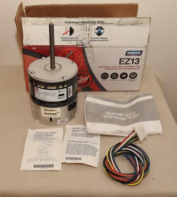US Motors 5632 RESCUE EZ13 Universal ECM Blower Motor, 115/208-230V, 1/ ...