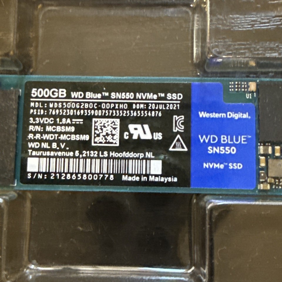 WD Blue SN550 500GB NVMe M.2 SSD Western Digital Solid State Drive ...