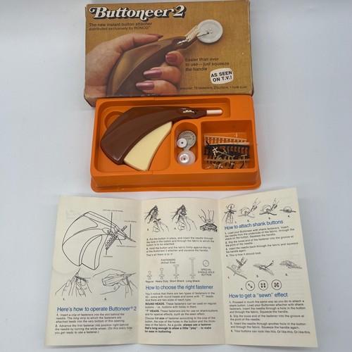 Buttoneer 2 Instant Button Attacher Kit RONCO Vintage Sewing Tool ...