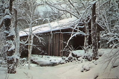 Vintage Postcard Vermont Cold River Covered Bridge in Winter Snow | eBay