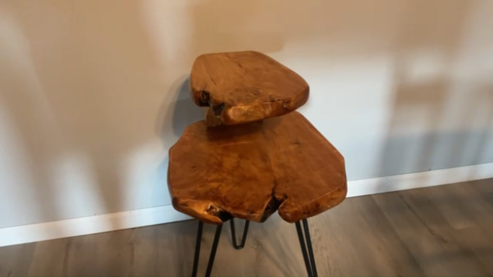 Rustic Modern Live Edge Cedar Root 2-Tier End Table - Handcrafted Side ...