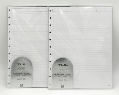 TUL Narrow Ruled refill pages, Letter Size, 2 pack, 100 sheets total | eBay