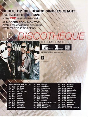 Vintage print Radio Music Promo U2 Discotheque First Single Debut 10 ...