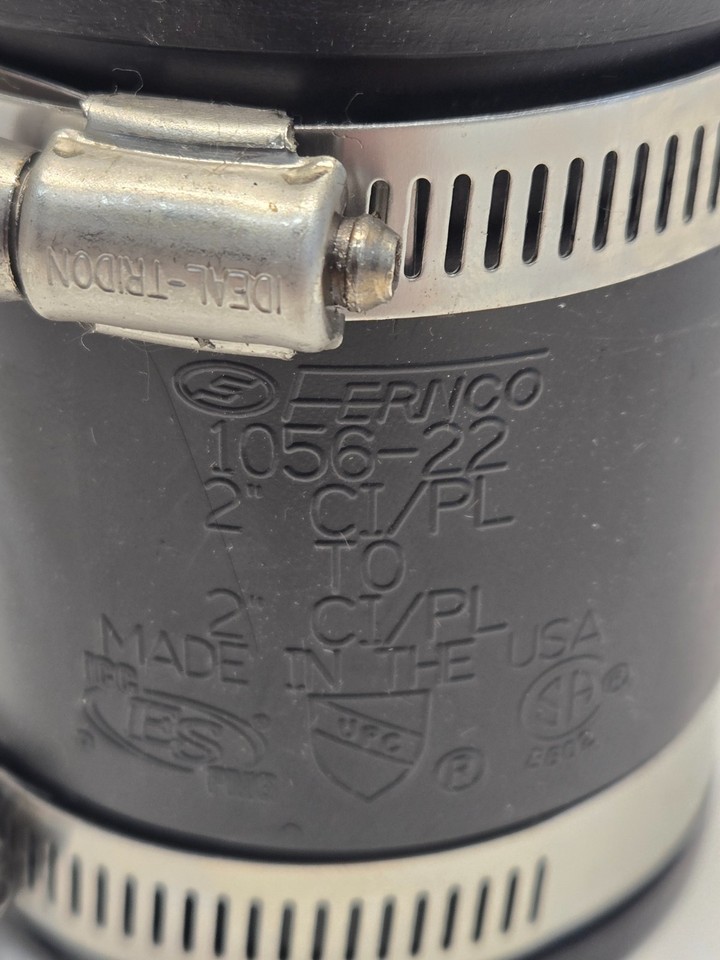 NEW FERNCO P1056-22 2" PVC RUBBER BLACK FLEXIBLE PIPE COUPLING NEW c28 ...