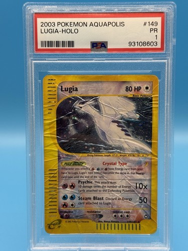 2003 Pokemon CRYSTAL LUGIA 💎 PSA 1 PR Aquapolis HOLO SECRET RARE 149 / ...