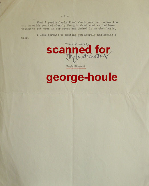 HUGH STEWART - LETTER - SIGNED - 1953 - BERGEN-BELSEN - ALFRED ...