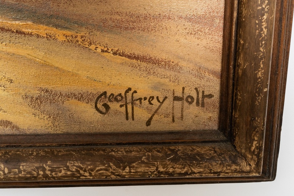 Geoffrey Holt (1882 - 1977) “California Desert with Joshua Tree” Oil on ...