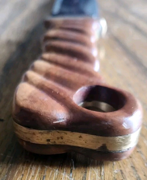 Custom GERBER BMF Fixed Blade Knife Wooden Spiral Handle Polished Blade ...